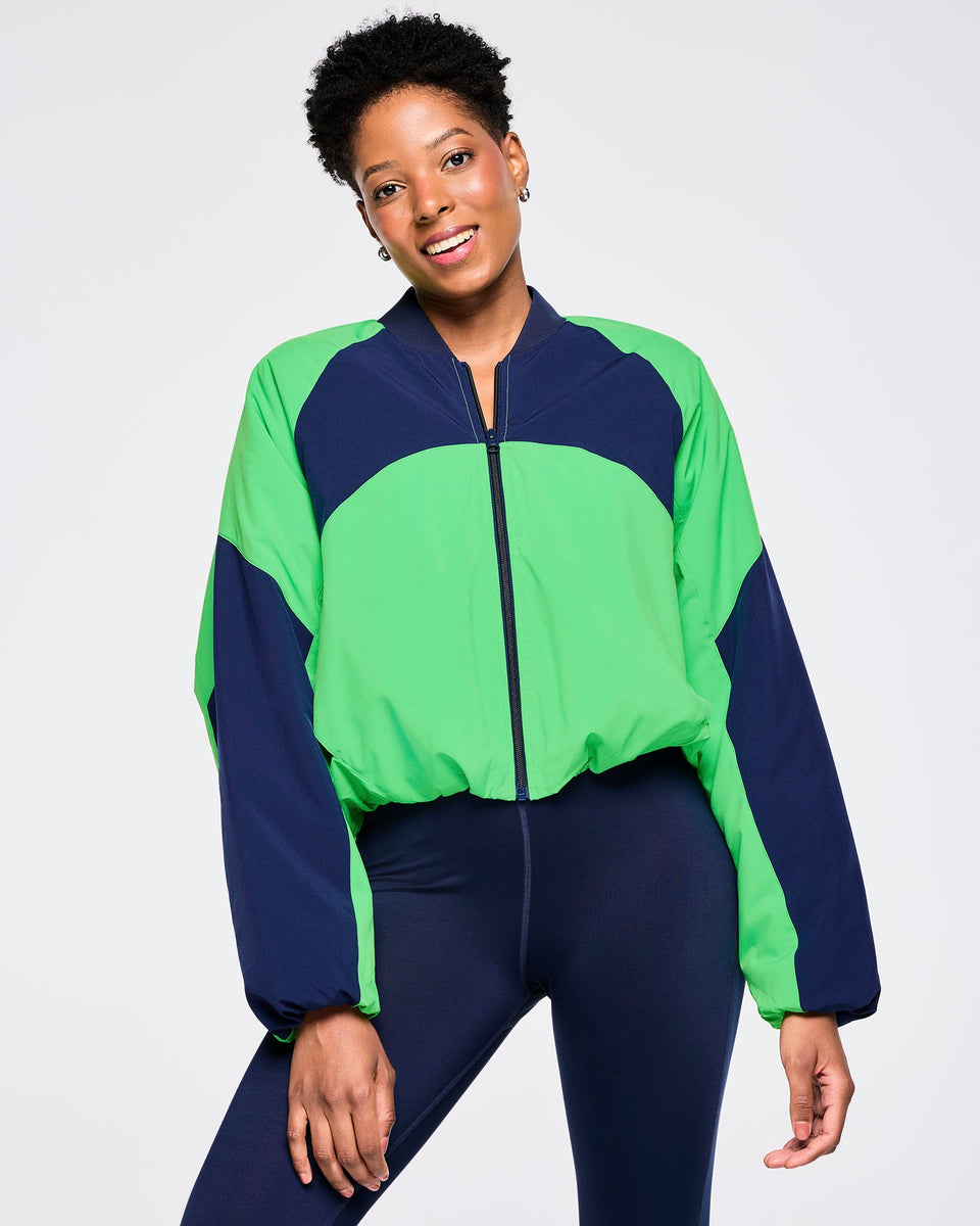 Zumba Out Loud Color Blocked Raglan Puffer Jacket - Green Z1T000868 ...